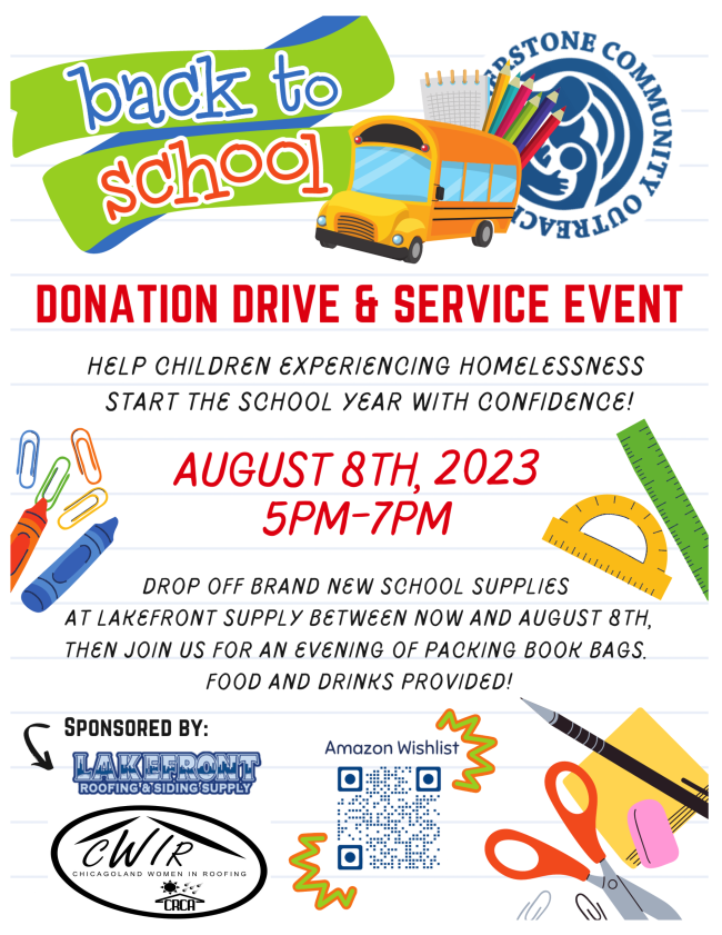 CRCA CWIR Back to School Donation Drive & Service Event